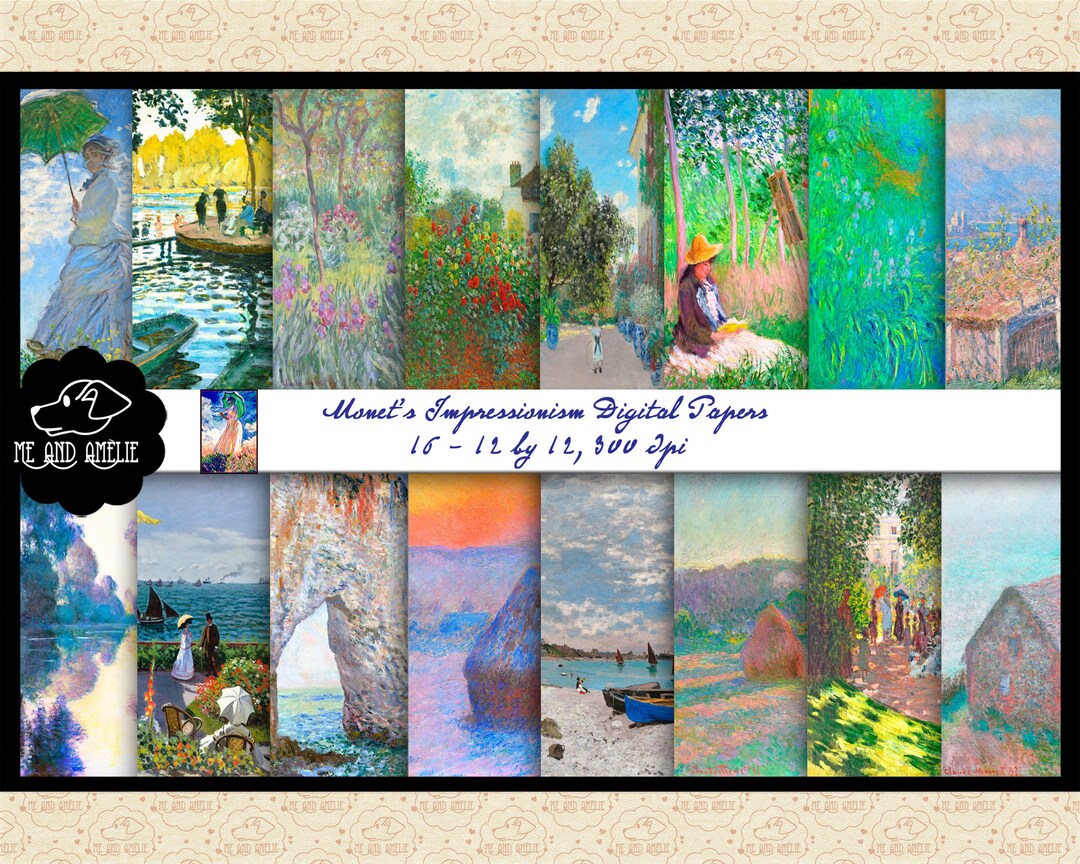 Monet's Impressionist Paintings Digital Papers, Claude Monet ...