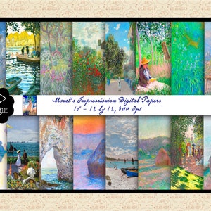 Monet's Impressionist Paintings Digital Papers, Claude Monet ...