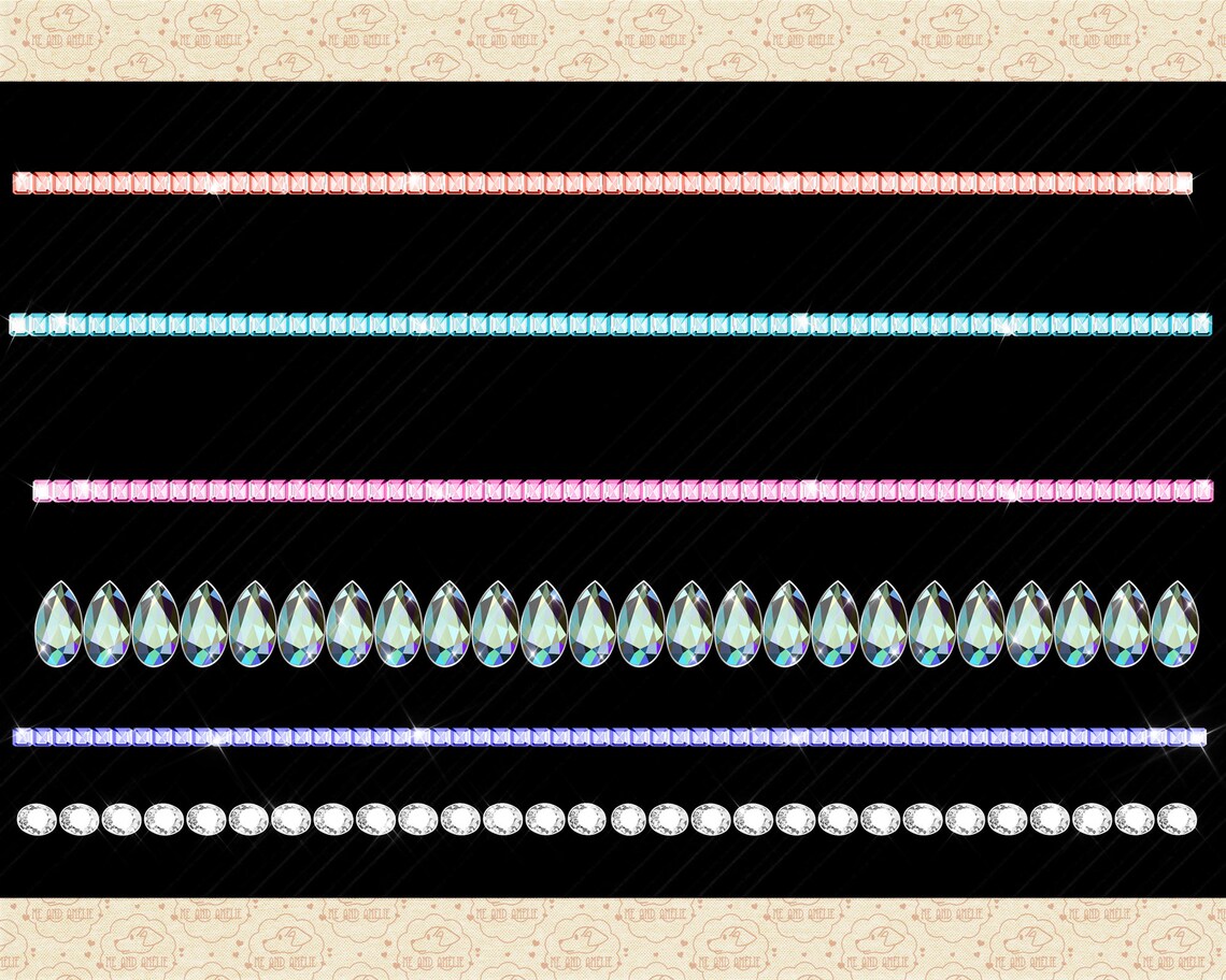 Gemstone Borders Clip Art Borders Frame Diamonds Clip Art | Etsy