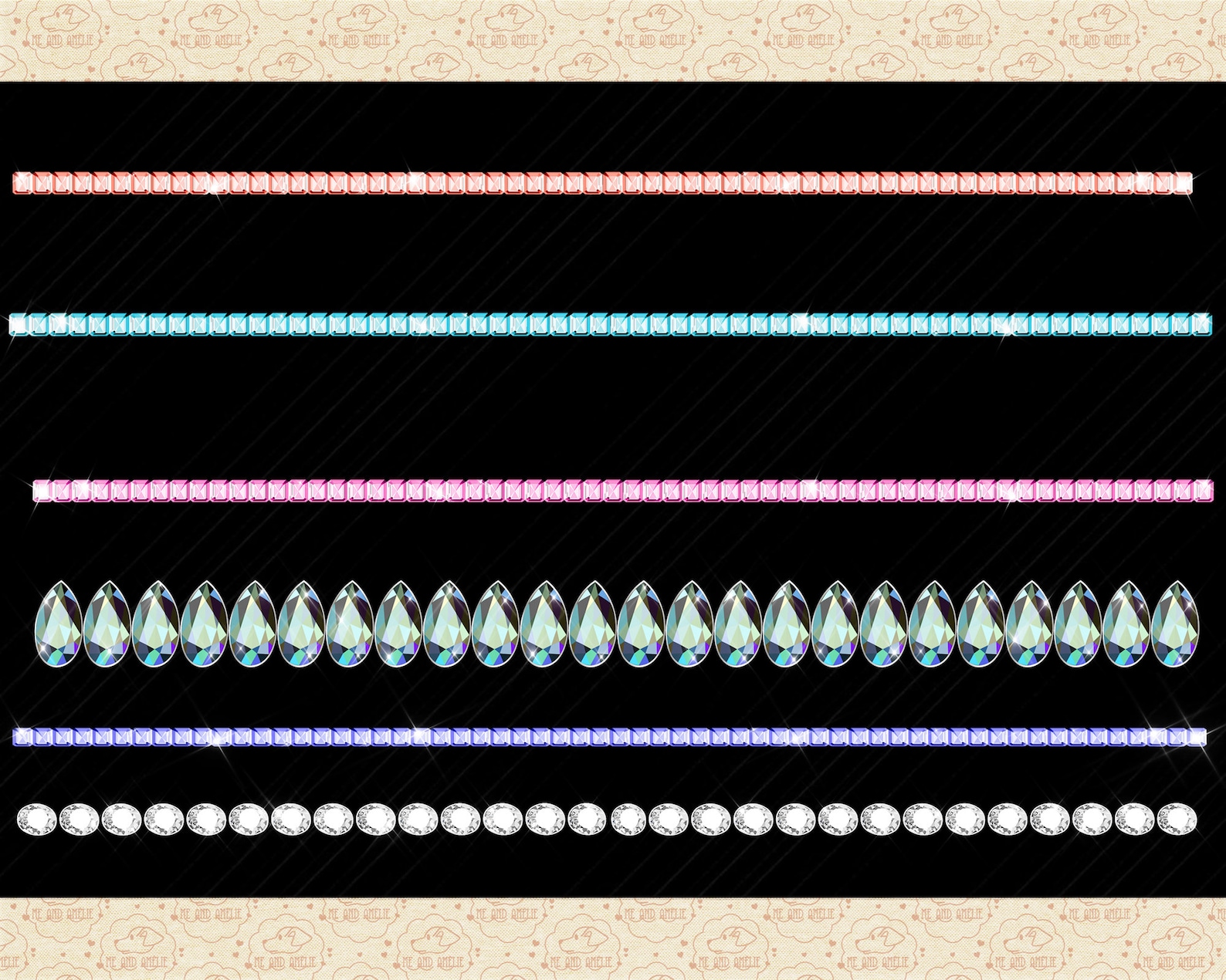 Gemstone Borders Clip Art Borders Frame Diamonds Clip Art | Etsy