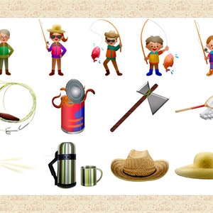 Fishing & Camping Clipart, Fishing Pole Clipart, Fishing Lures, Worms ...