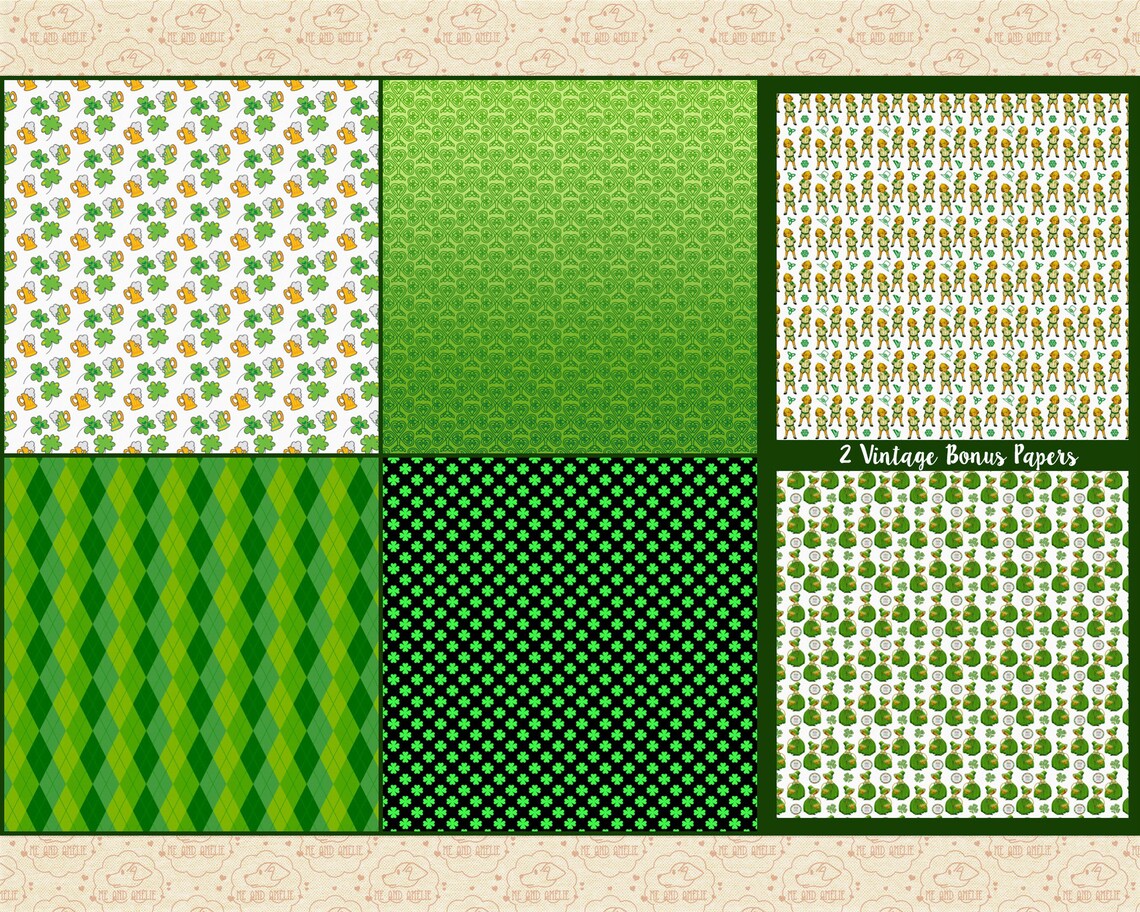 St Patrick's Day Variety Digital Papers PLUS 2 Bonus | Etsy