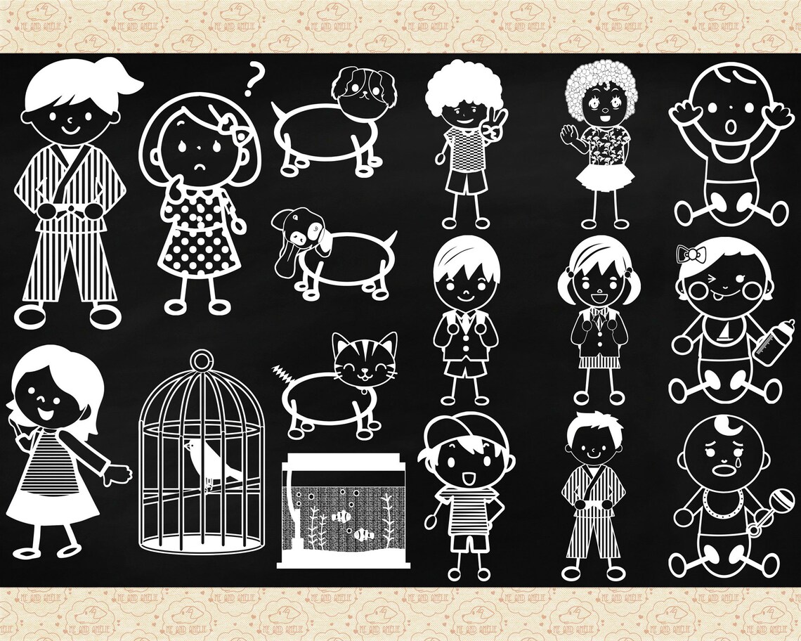 Chalk Stick Figures Clipart People Stick Figures Many Type - Etsy