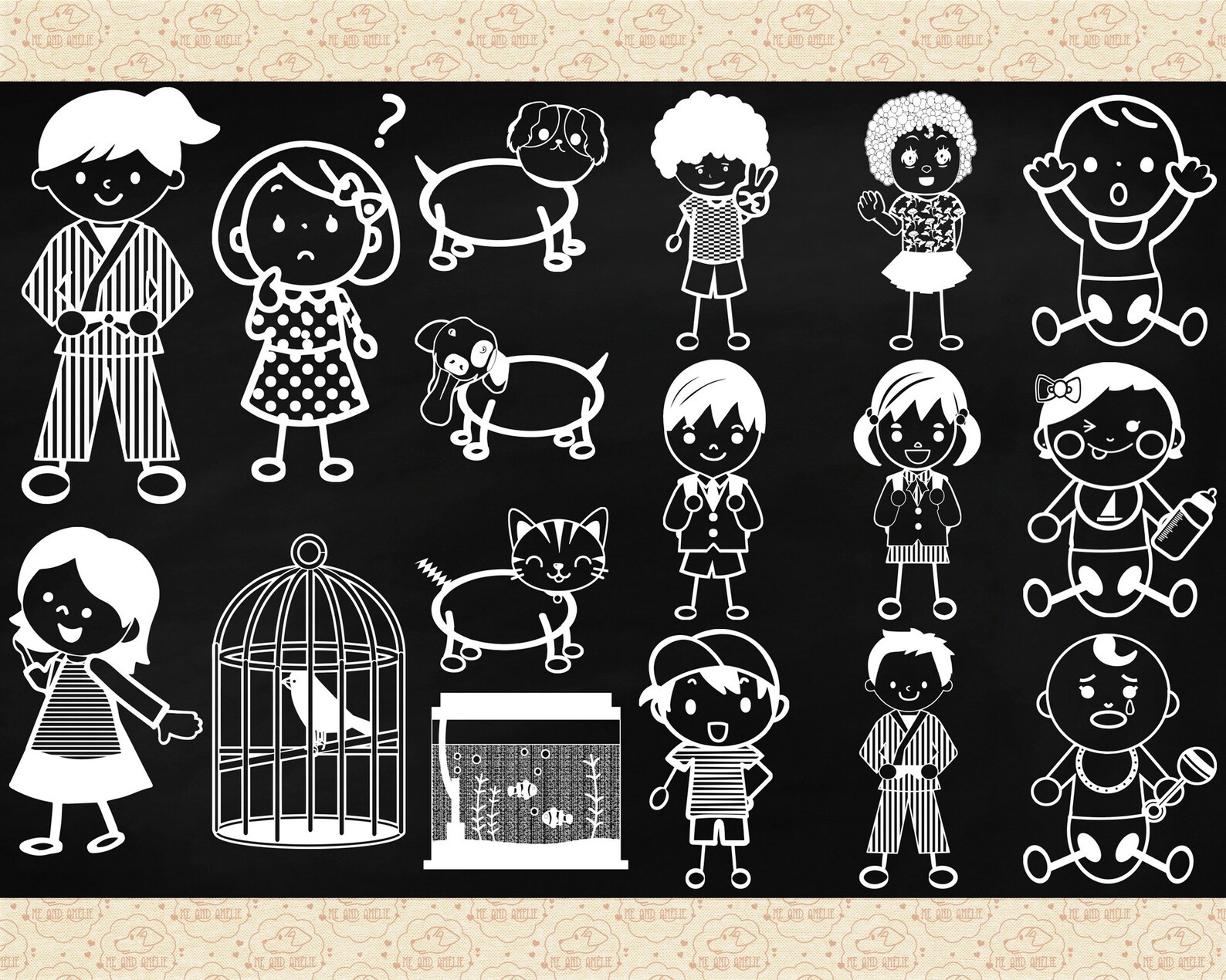 Chalk Stick Figures Clipart People Stick Figures Many Type - Etsy