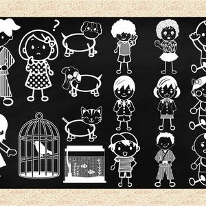 Chalk Stick Figures Clipart, People Stick Figures, Many Type, People in ...