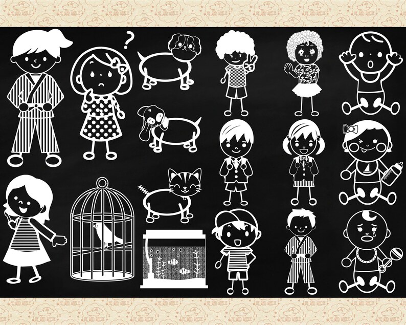 Chalk Stick Figures Clipart People Stick Figures Many Type - Etsy