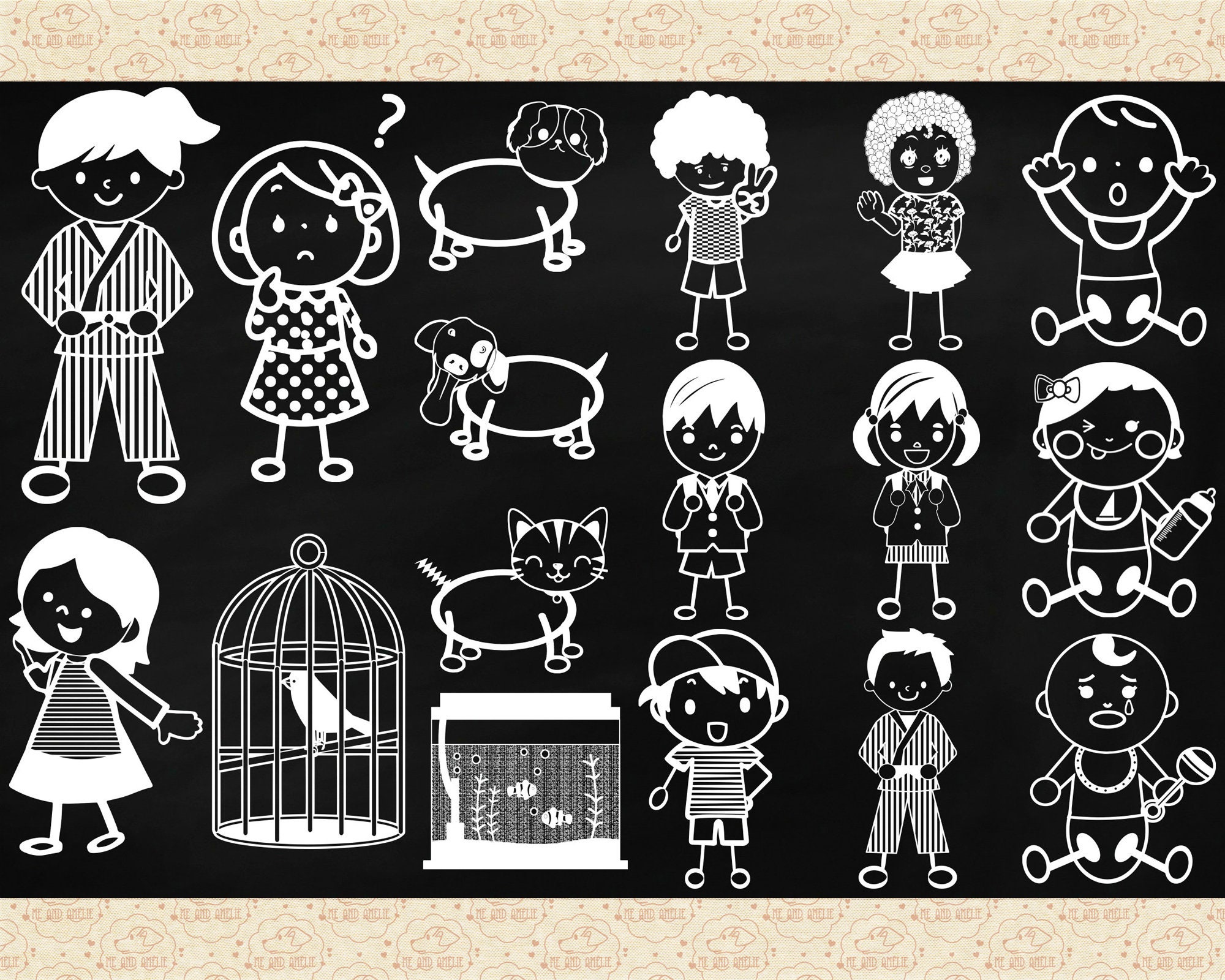 Chalk Stick Figures Clipart People Stick Figures Many Type - Etsy