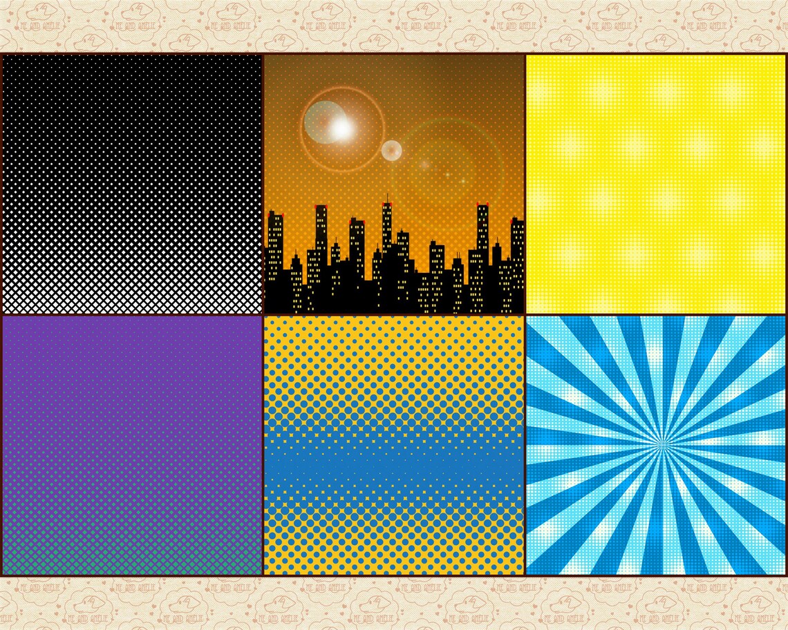 Superhero Halftone Comic Digital Paper MEGAPACK, 26 Papers in All ...