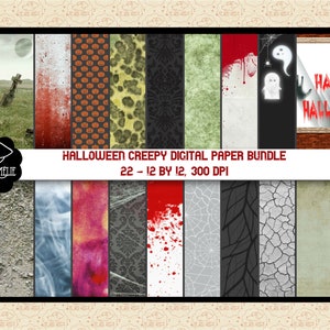 Creepy Halloween Digital Paper Megapack, 22 Papers, Blood Papers ...