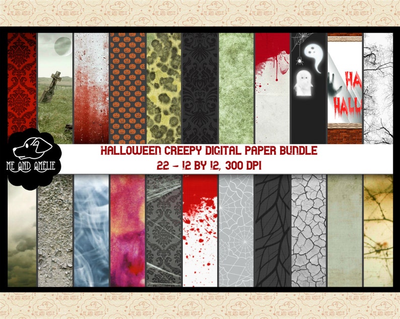 Creepy Halloween Digital Paper Megapack 22 Papers Blood - Etsy