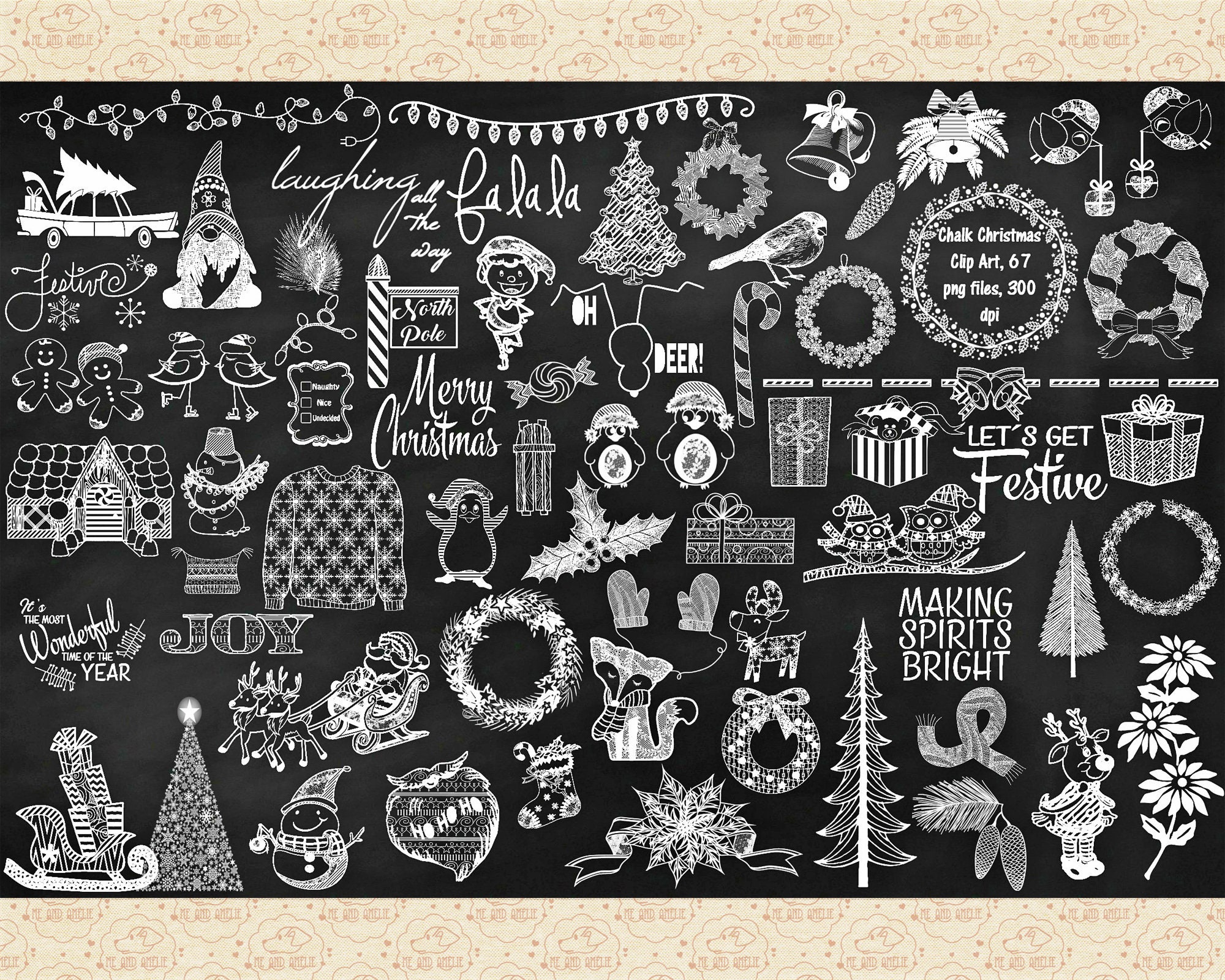 Merry Christmas Chalkboard Art