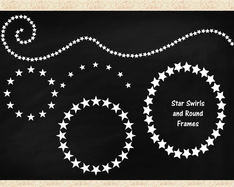 Chalkboard Stars Clipart, Chalk Star Bunting, Chalk Star Swirls, Chalk ...