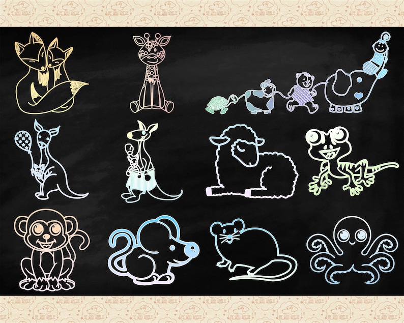 Chalkboard Animals Clipart Dog Clipart Chalk Cat Clipart - Etsy