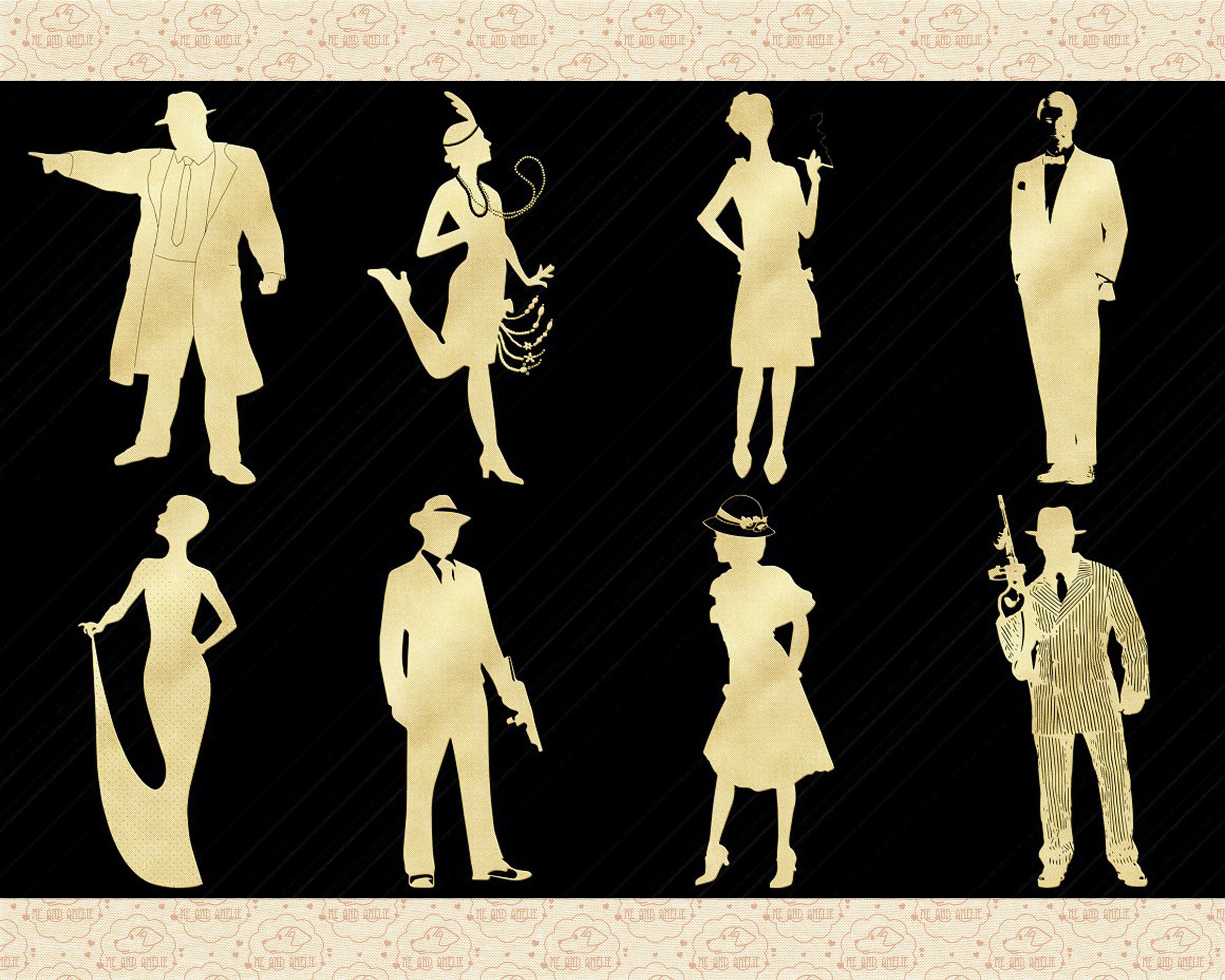 Gold Foil Gatsby Style Flappers Mobster and Gangster Clipart - Etsy