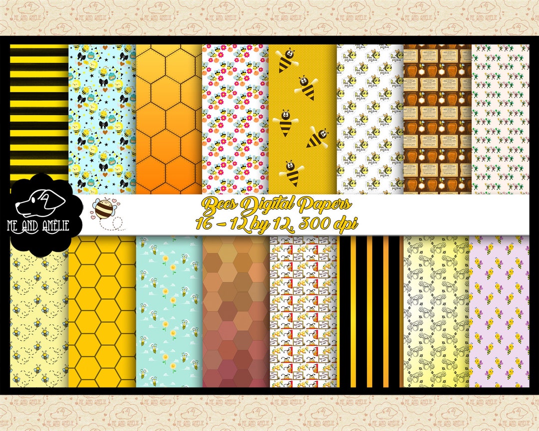 Bee Digital Papers, Honeycomb, Floral Patterns (digital Download) - Etsy