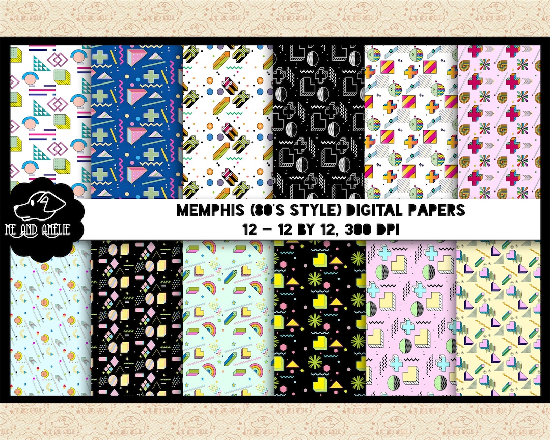 SALE 99 CENTS, Memphis Patterns Digital Paper, Eighties Digital Papers ...