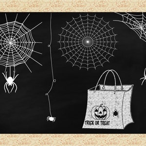 Halloween Chalkboard Clip Art, Chalk Pumpkins, Haunted House, Chalk ...