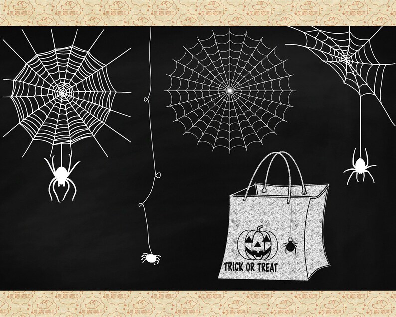 Halloween Chalkboard Clip Art Chalk Pumpkins Haunted House | Etsy