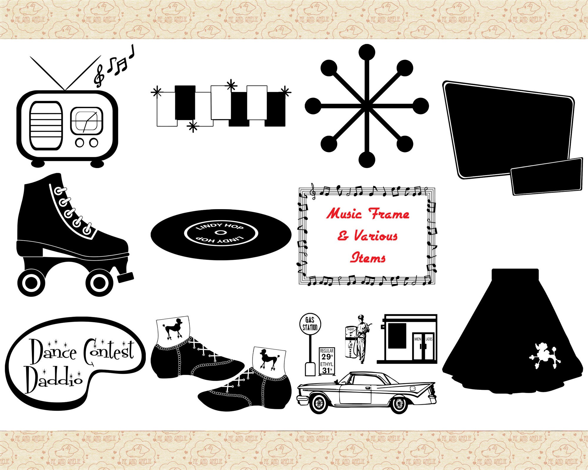 Fifties Life and Party AI EPS PNG (not Svg), Fifties People, Elvis ...