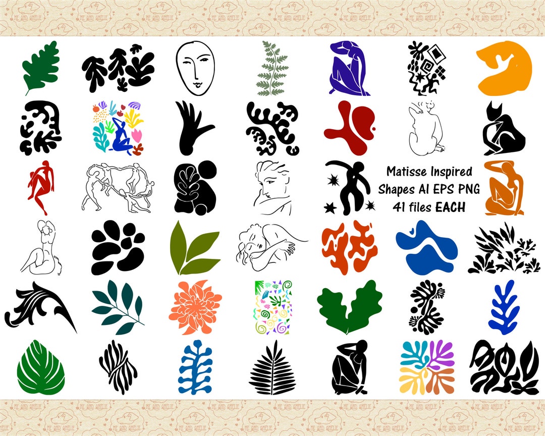 Matisse Inspired Shapes Clipart, Edible Colors, Cut Outs (AI EPS PNG ...