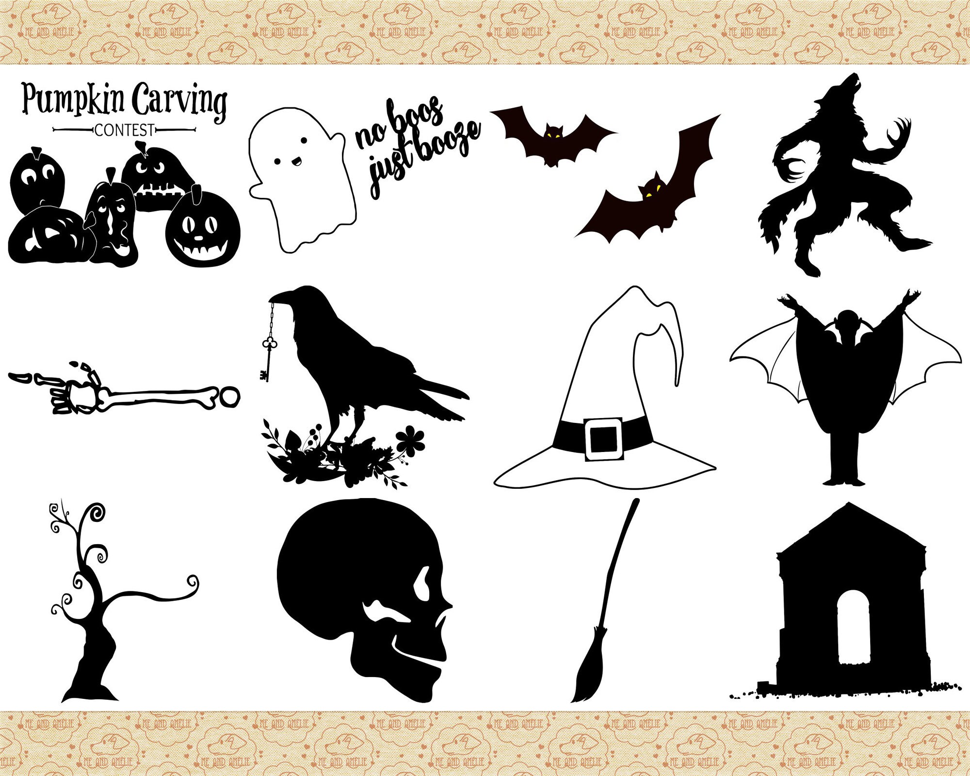 Halloween Traditional Clip Art AI EPS PNG no Svg Jack O - Etsy