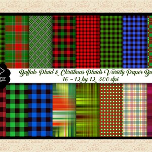 Christmas Plaids Digital Papers, Buffalo Plaid Papers, Lumberjack ...