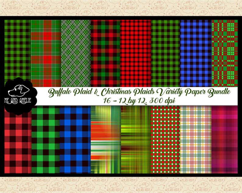 Christmas Buffalo Plaid Digital Paper Set, Farmhouse (digital Download ...