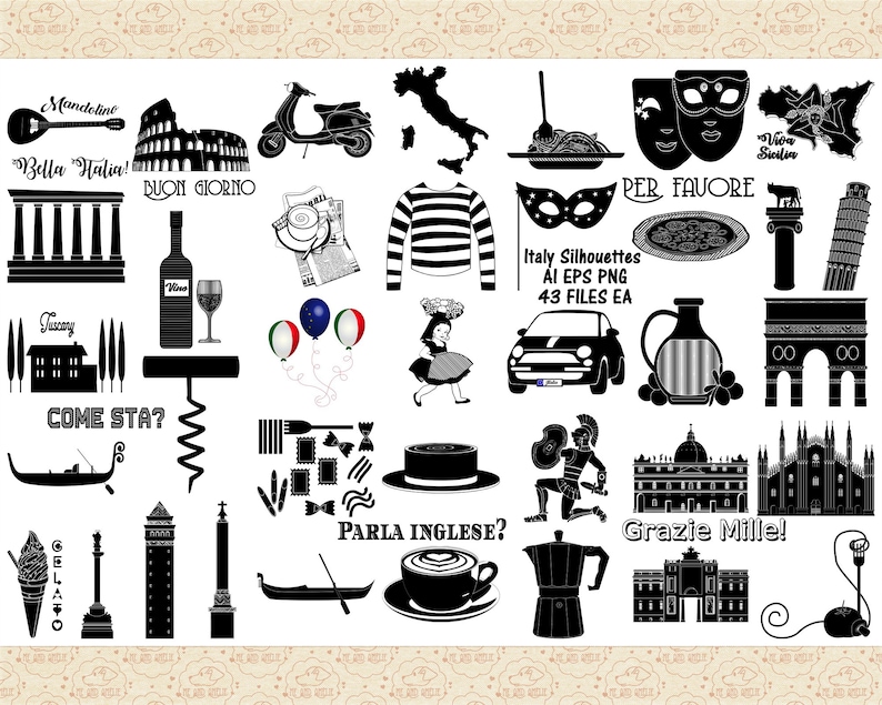 Italy/italian Elements AI EPS no SVG Png Files Pisa - Etsy