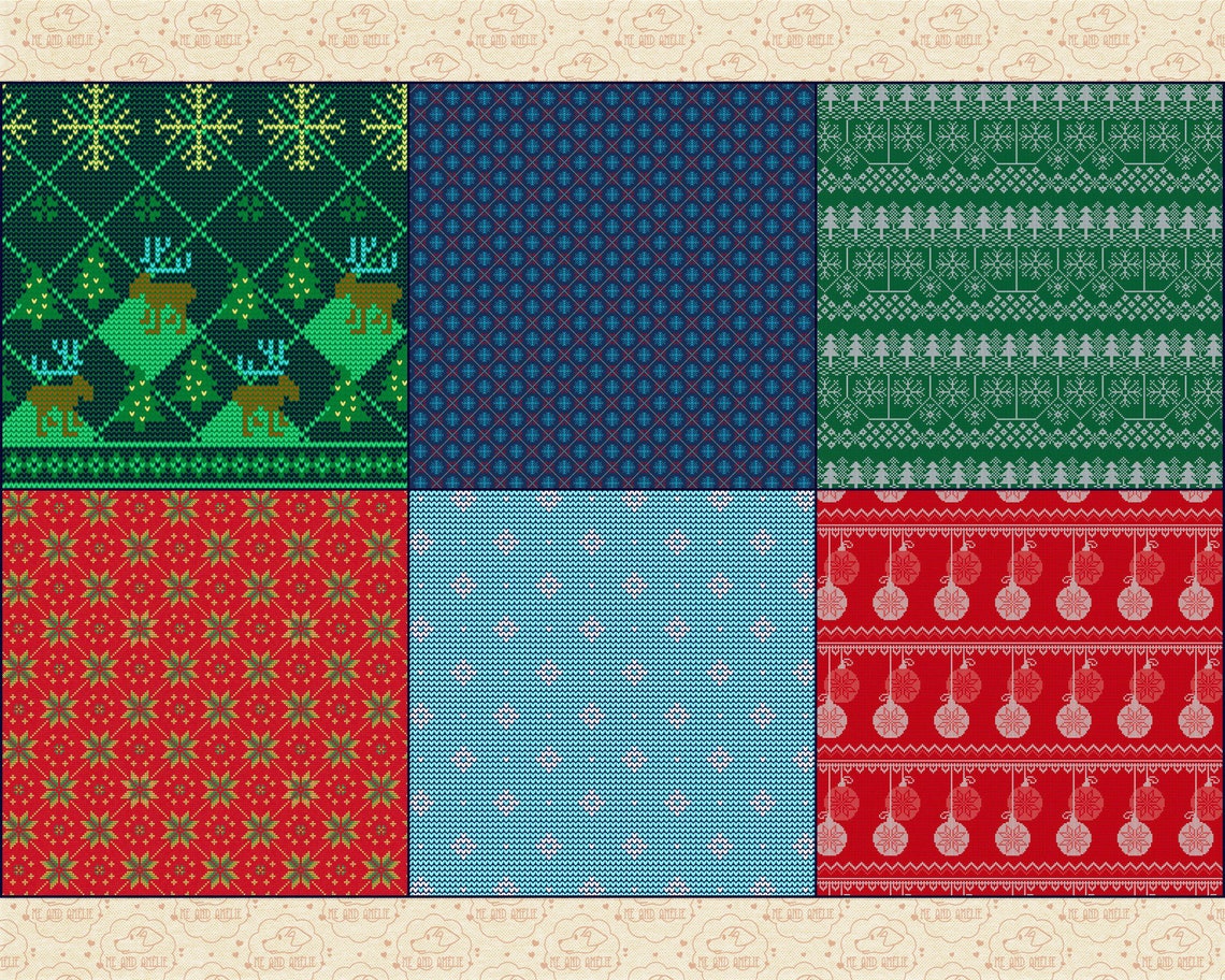 Christmas Sweater Weather Digital Papers Ugly Sweater Digital | Etsy