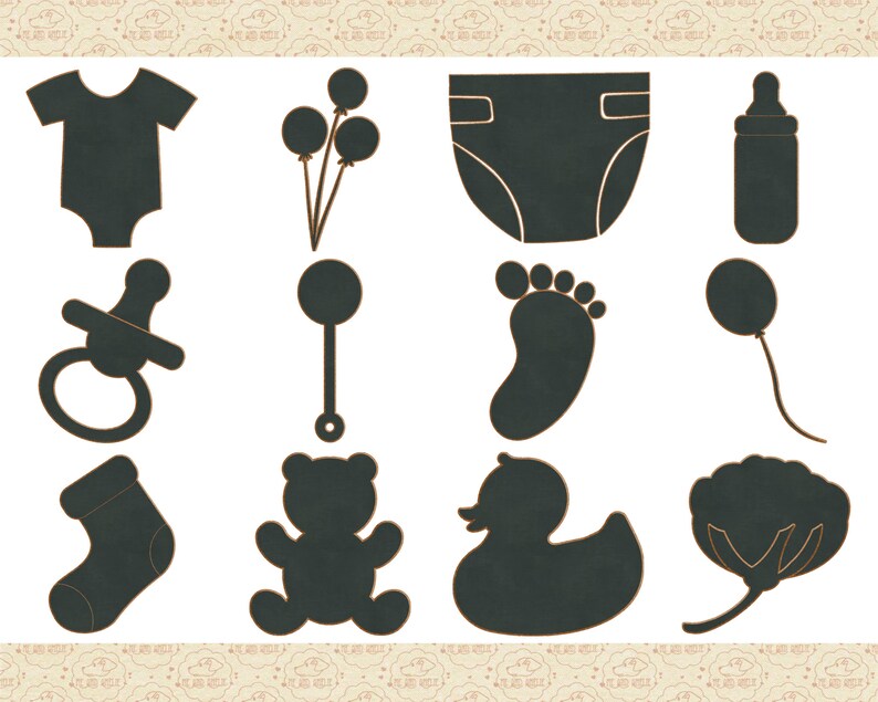 Chalkboard Baby Shapes Clip Art Baby Shower Baby Clothes - Etsy