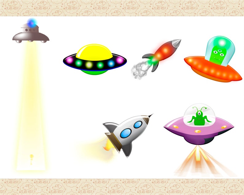 Astronaut Clip Art Planet Clipart Rockets UFO Flying | Etsy