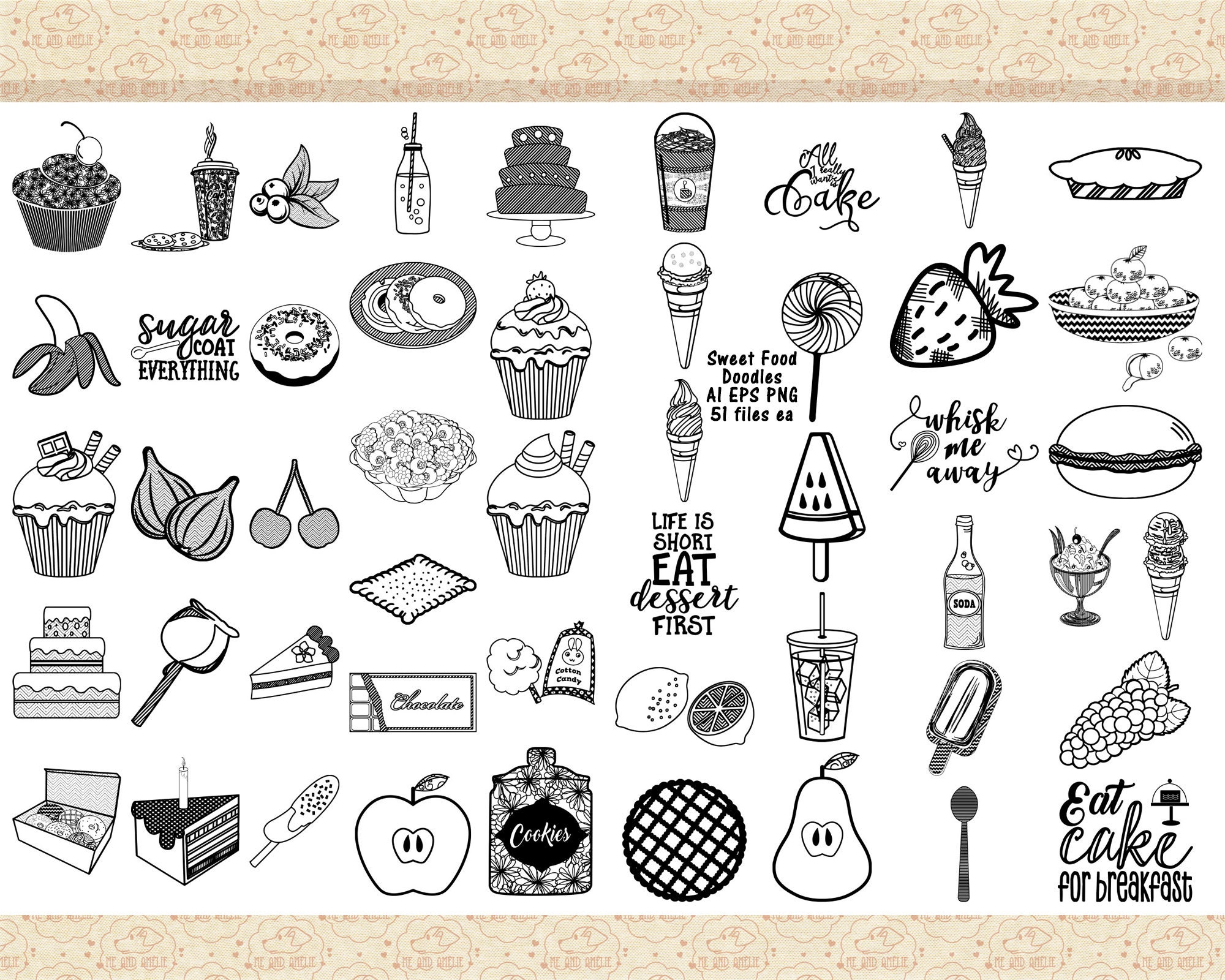 Sweet Food Clipart Black And White
