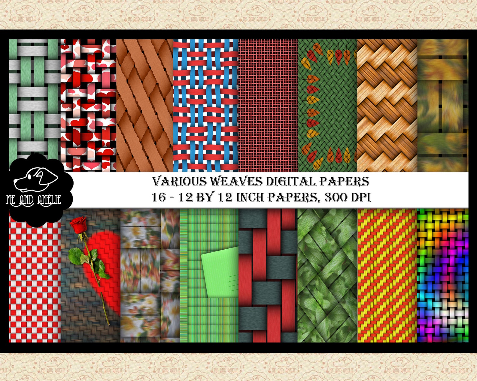 Weave Pattern Variety Digital Papers Weave Texture Basket - Etsy