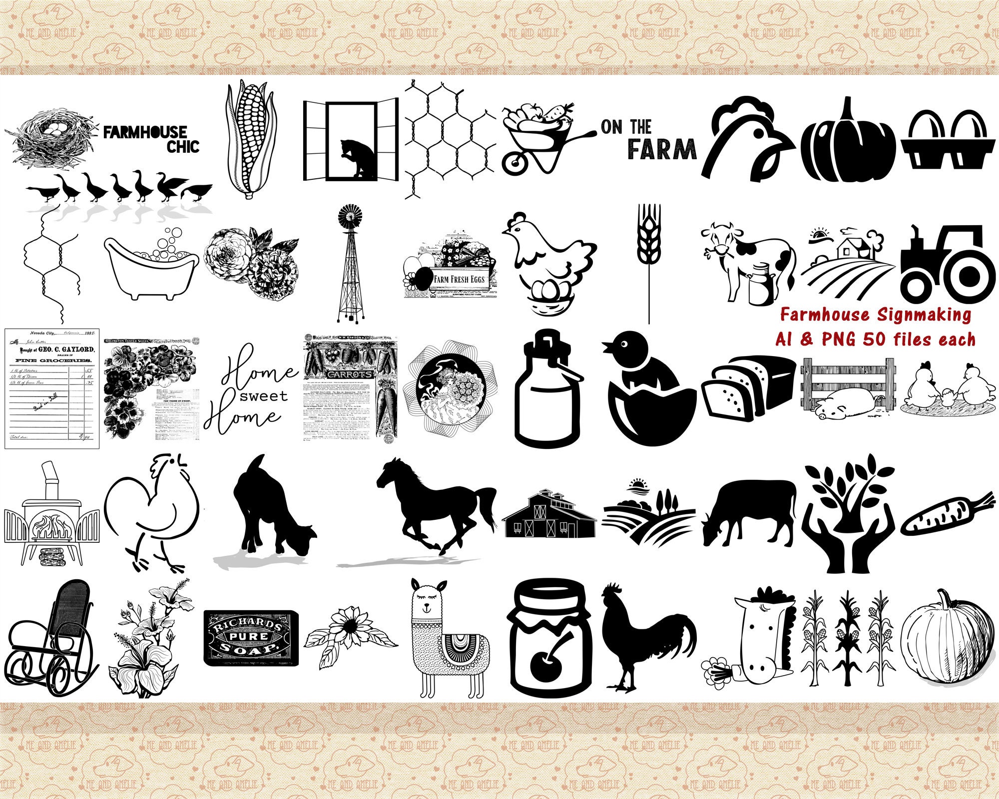 Farmhouse Sign Making Elements AI Vector not Svg & PNG Farm - Etsy