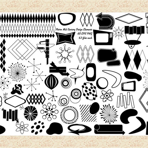 1950's Retro Shapes Digital Clip-art Png .abr Psd - Etsy