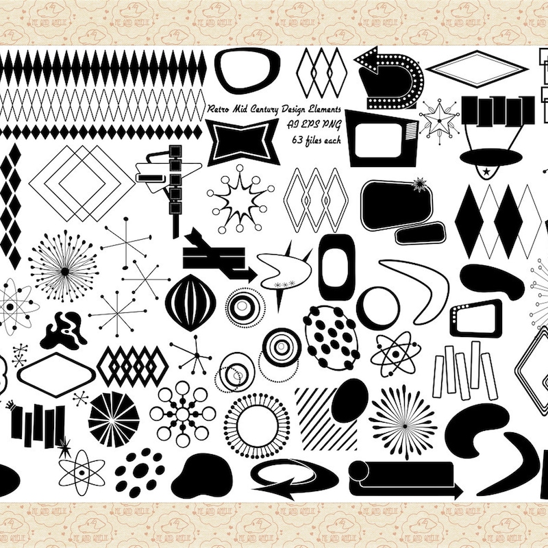 Mid Century Designs Svg - Etsy
