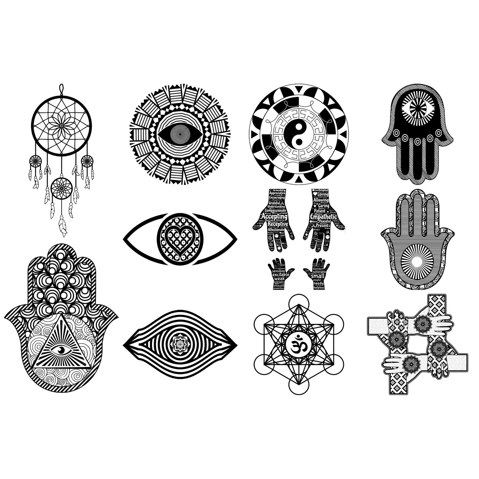 Hamsa Evil Eye Henna Metaphysical Graphics Ganesha AI EPS | Etsy