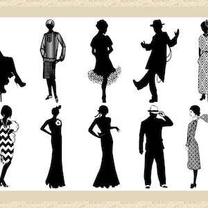 Gatsby Flappers & Mobsters, AI EPS PNG, (no Svg)roaring 20s, 1920s ...