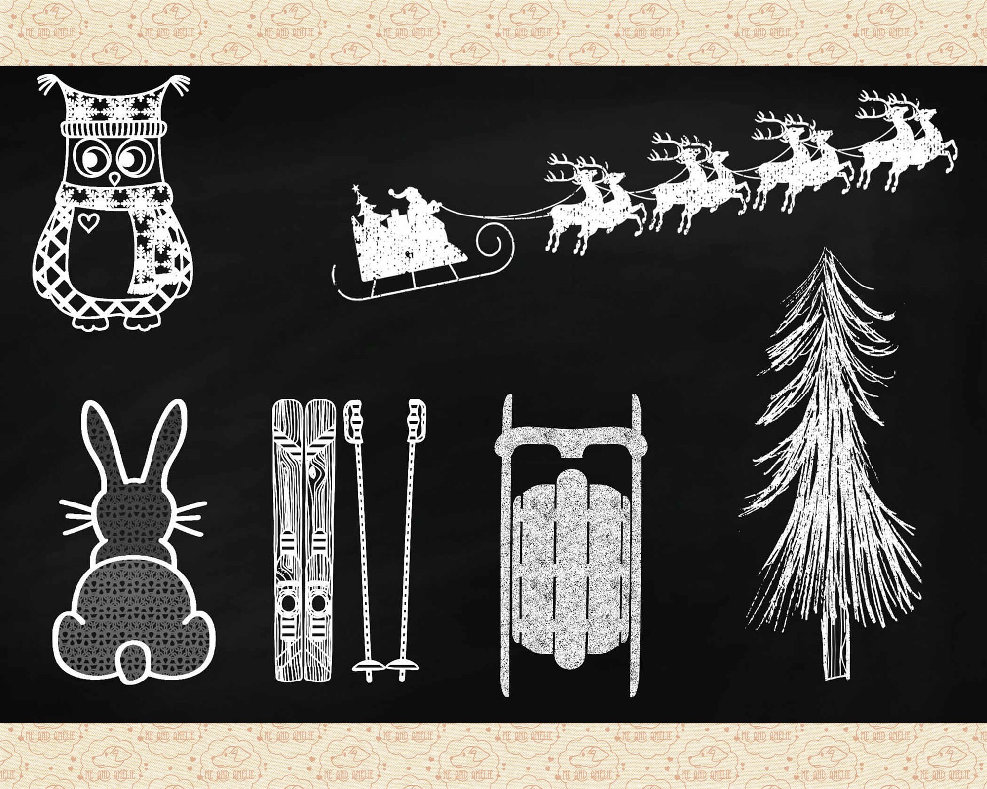 Chalk Christmas Village Clipart, 36 PNG Files (digital Download) - Etsy