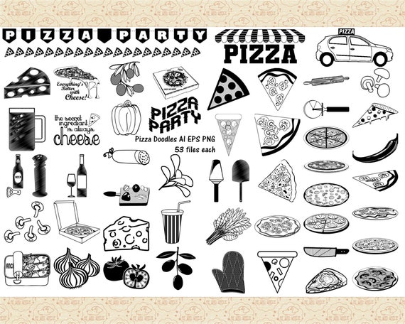 Pizza Party Clipart Black And White