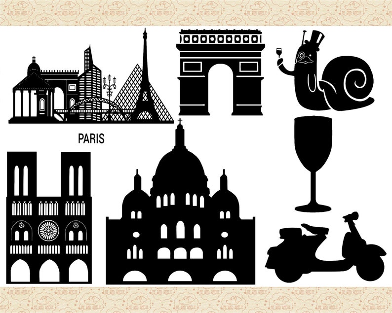 Paris/french Elements AI EPS (no SVG) Png Files, Eiffel Tower, Parisian ...