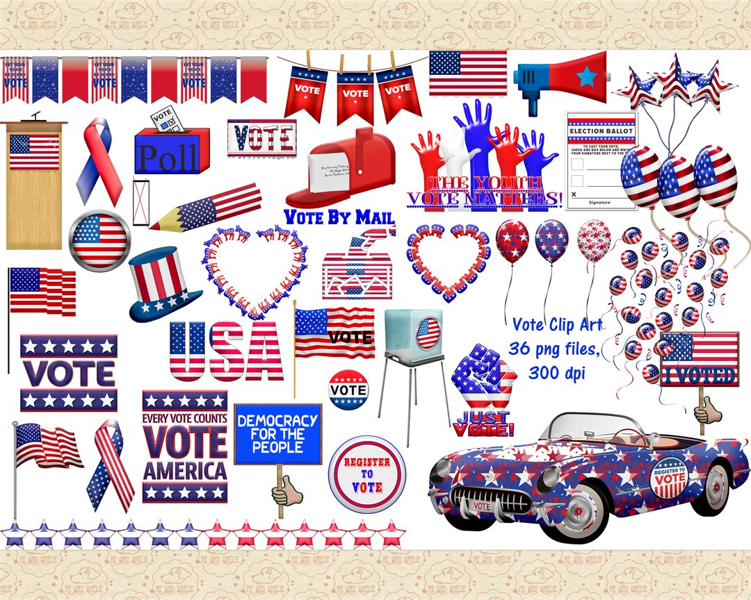 Vote Clip Art, USA Red White & Blue, Register to Vote, Youth Vote ...