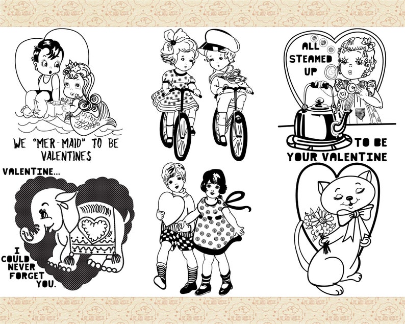 Retro Valentine Doodles Clipart, Atomic Age Graphics (AI, EPS, PNG) - Etsy
