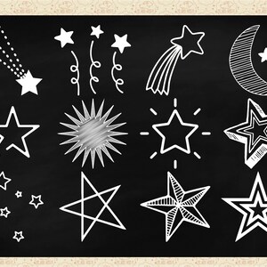 Chalkboard Stars Clipart, Chalk Star Bunting, Chalk Star Swirls, Chalk ...