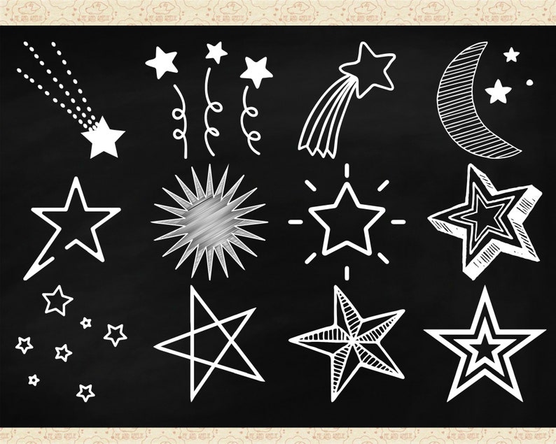 Chalkboard Stars Clipart Chalk Star Bunting Chalk Star - Etsy