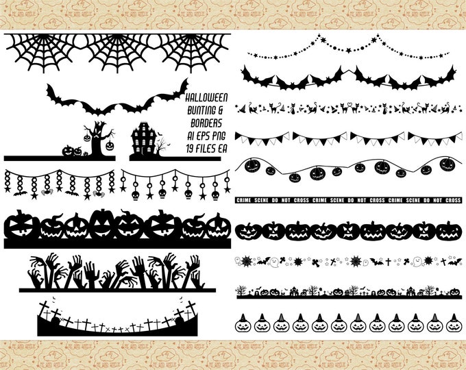 Halloween Traditional Clip Art, AI EPS PNG (no Svg), Jack O Lantern ...
