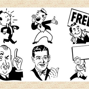 Retro Mid Century Men and Boys AI EPS (vector) & PNG (no Svg Files ...