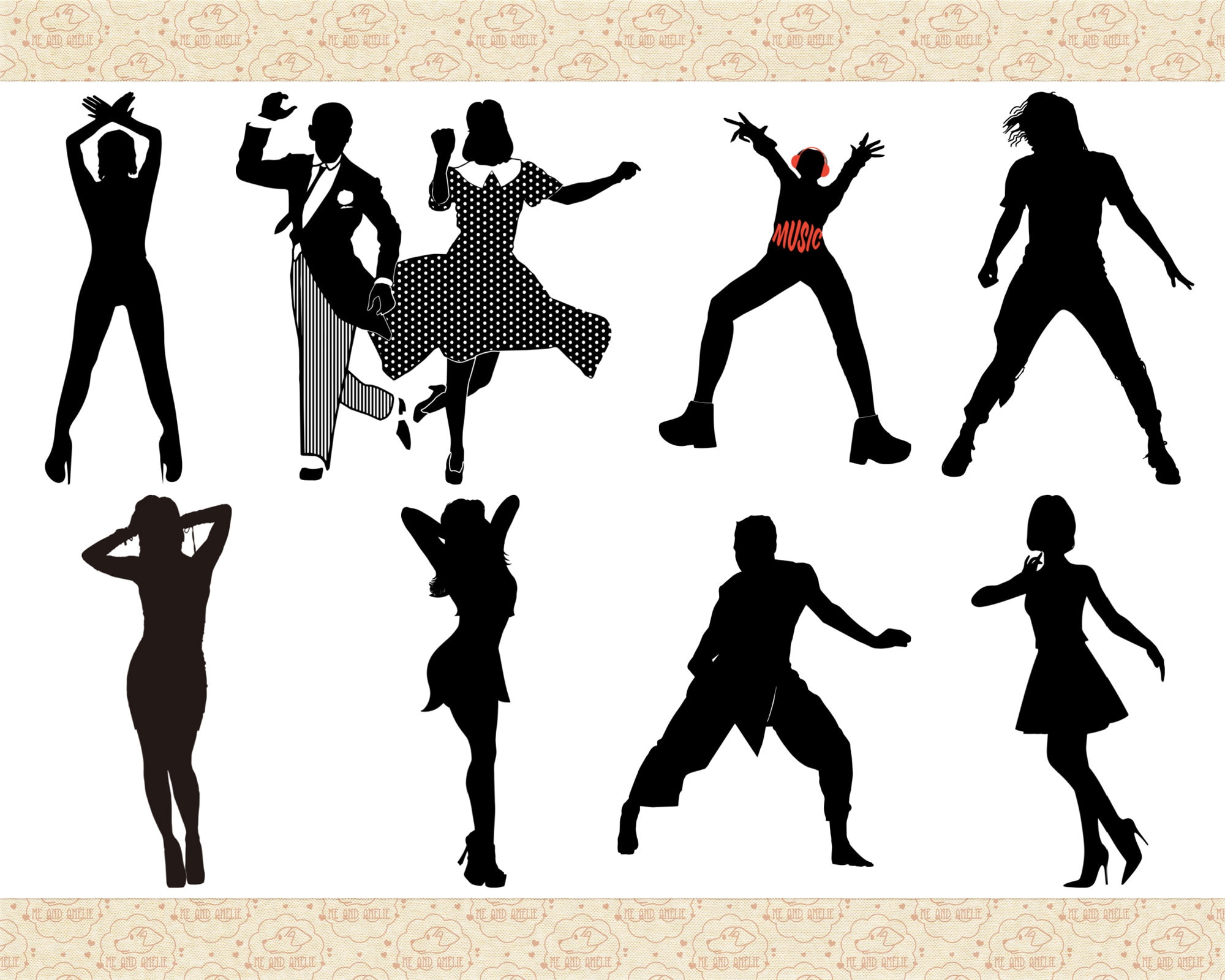 Dance Variety Vector Clip Art Al EPS no Svg & PNG Retro - Etsy