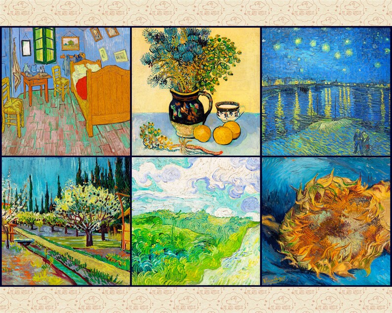 Van Gogh Post Impressionist Paintings Digital Papers Vincent - Etsy