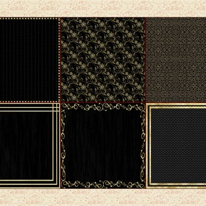 SALE 99 CENTS Black and Gold Foil Variety Digital Papers, Black Paper ...
